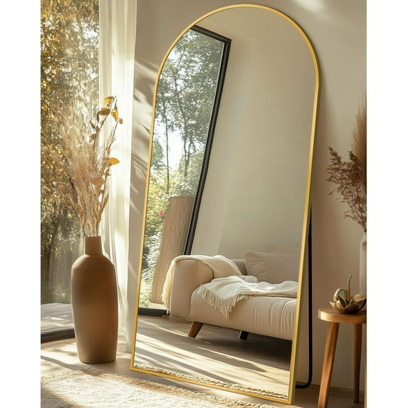 Full Length Mirror with Stand, 71"X28" Arched Full Body Mirror, Large ...