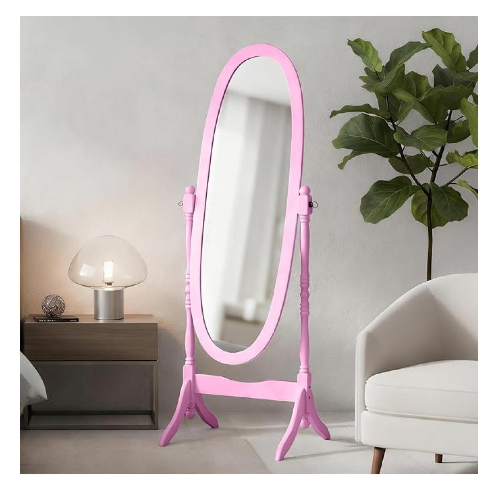Full Length Mirror with Stand, Vintage Style Wood Floor Cheval Mirror ...