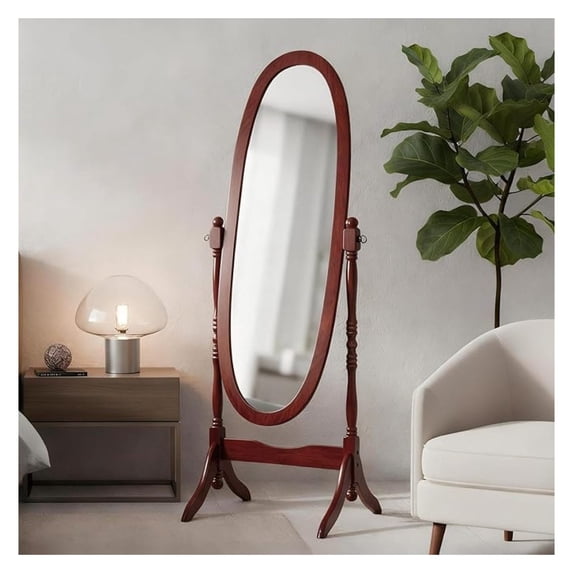 Full Length Mirror with Stand, Vintage Style Wood Floor Cheval Mirror ...
