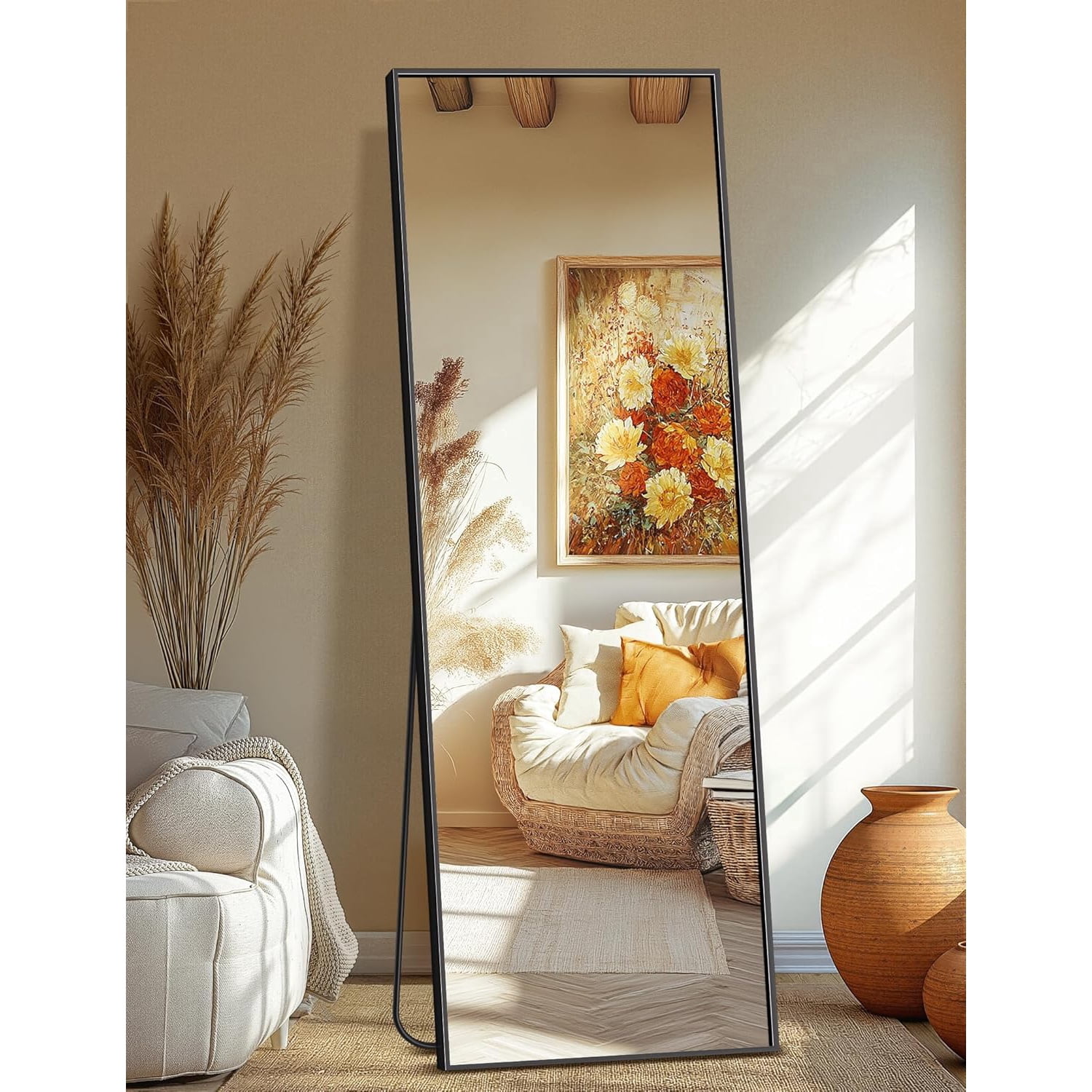 Full Length Standing Mirror, 70"x24" Black Full Body Mirror With ...