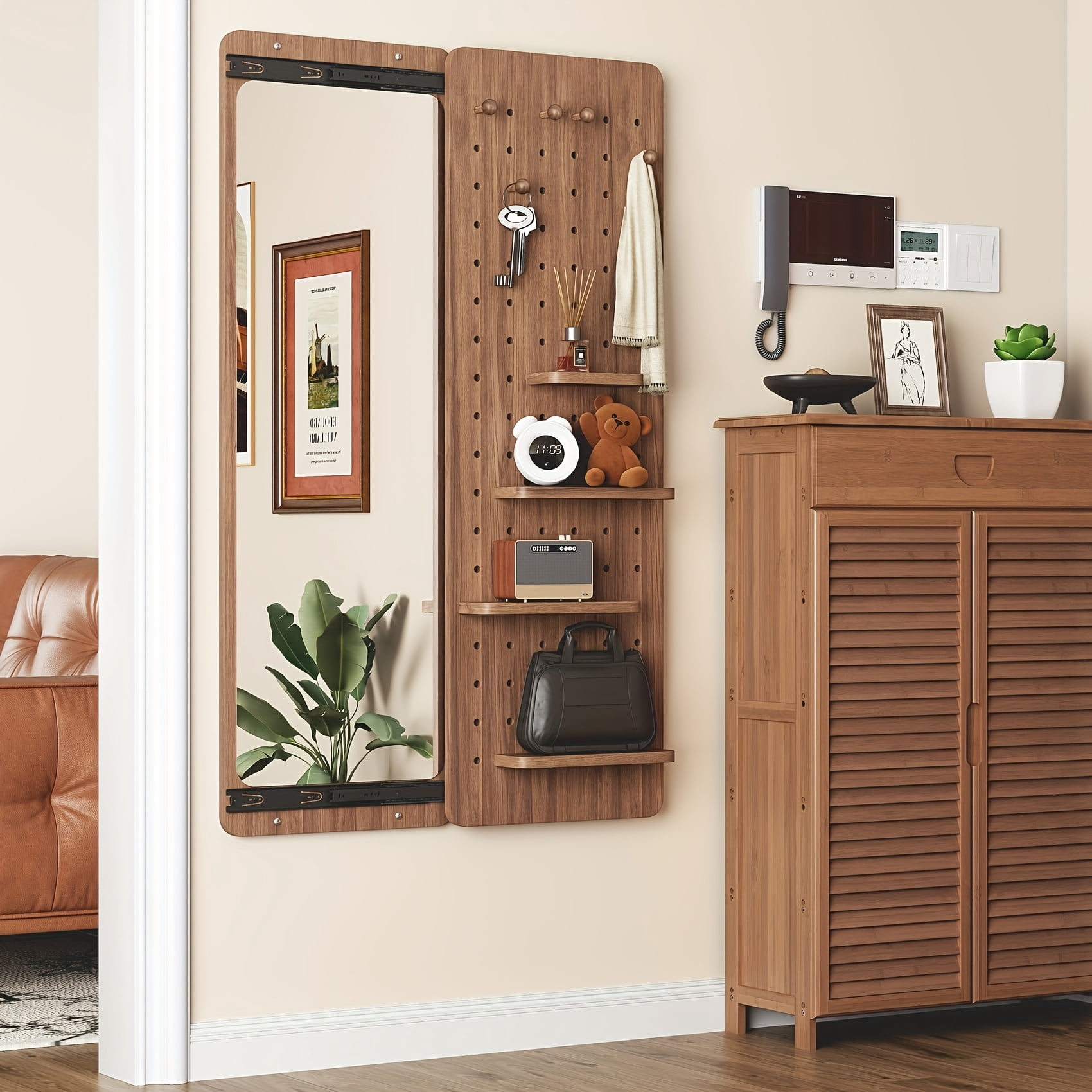 Full Length Wall, Wooden With Shelves, Storage Rack With Invisible Full ...