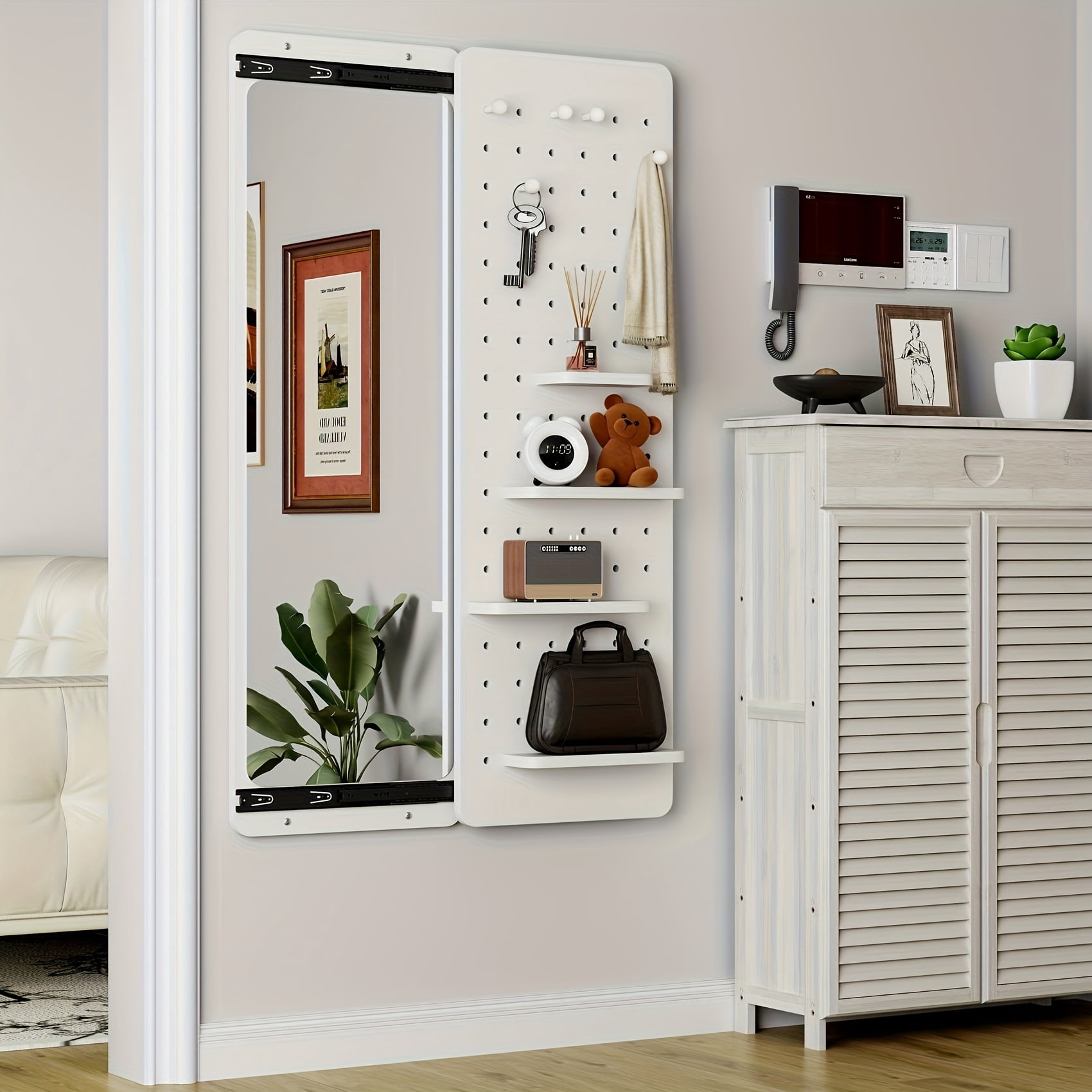 Full Length Wall, Wooden With Shelves, Storage Rack With Invisible Full ...