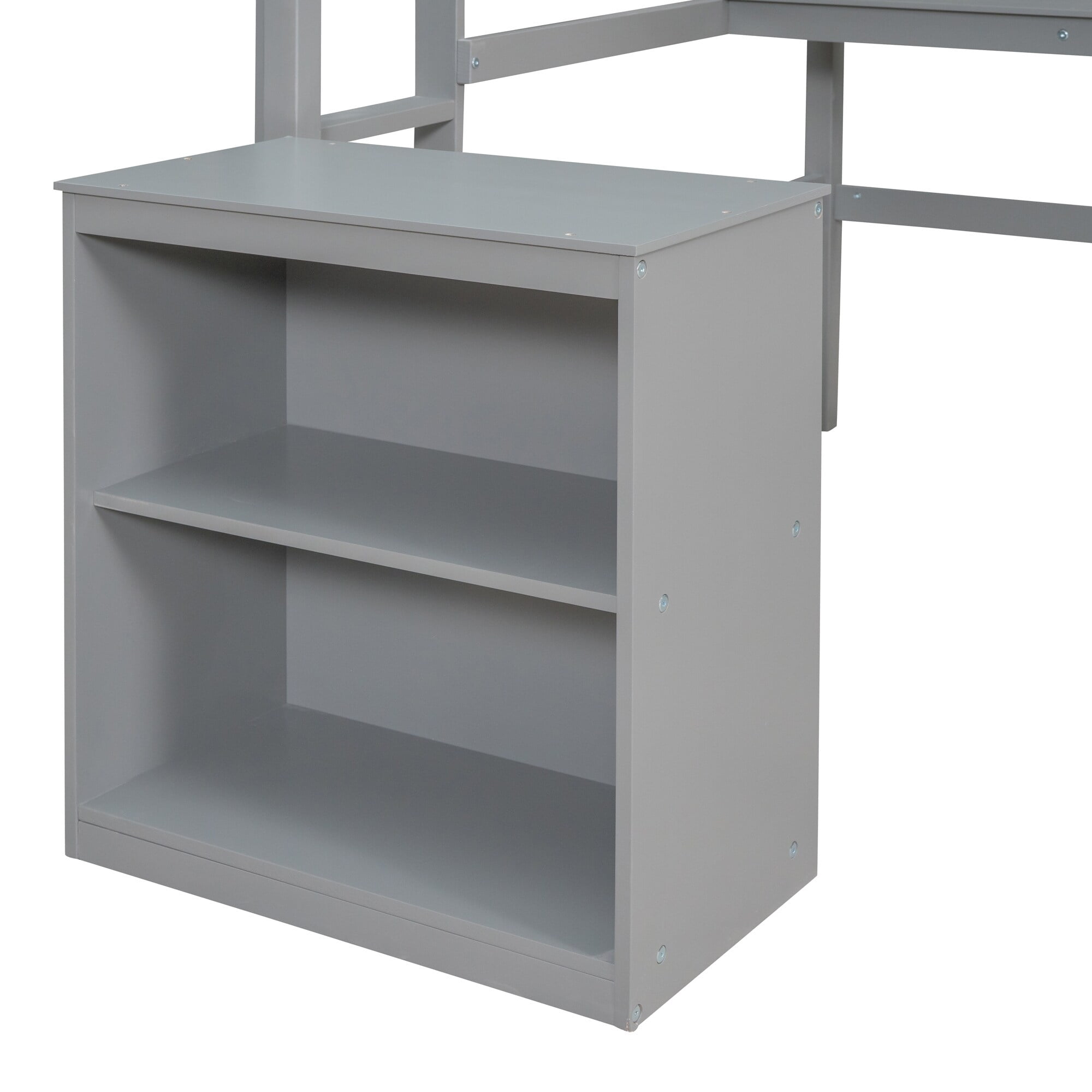 Full Loft Bed with Desk & Writing Board, Wooden Loft Bedframe w/ 2 ...