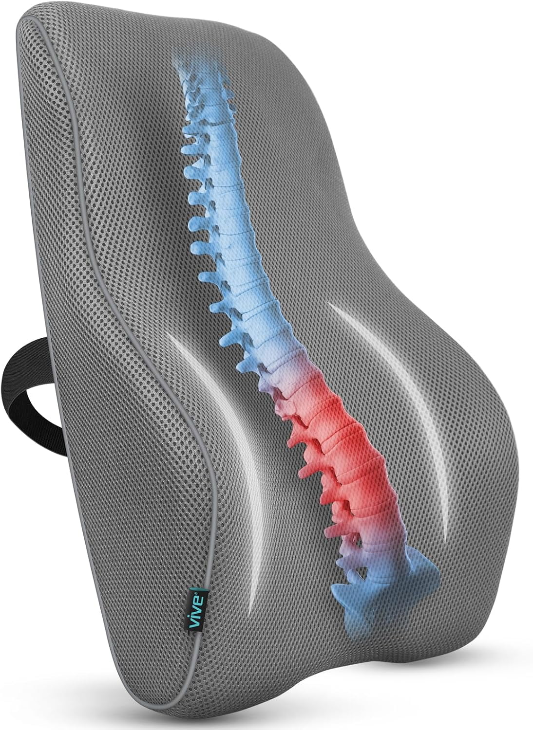 Full Lumbar Cushion - Memory Foam Contour Support for Lower Back Pain ...
