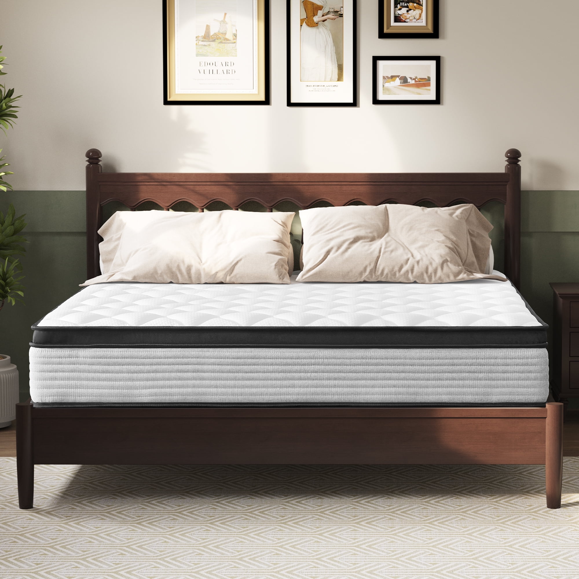 Full Size Mattress, 10" Hybrid Mattress Individually Pocket Innerspring ...