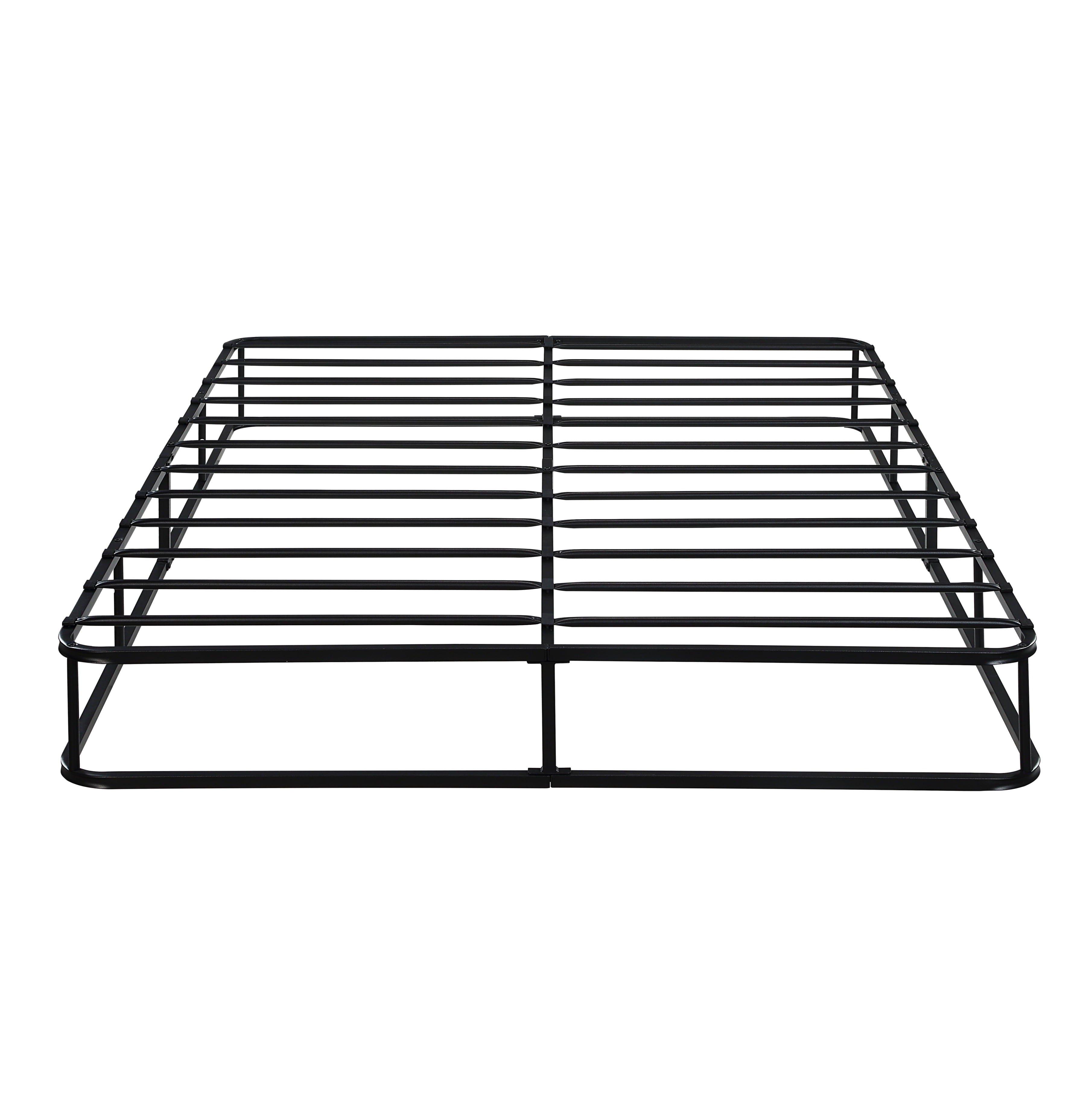 Full Mattress Foundation - Black Metal Frame with Textured Fabric Cover ...