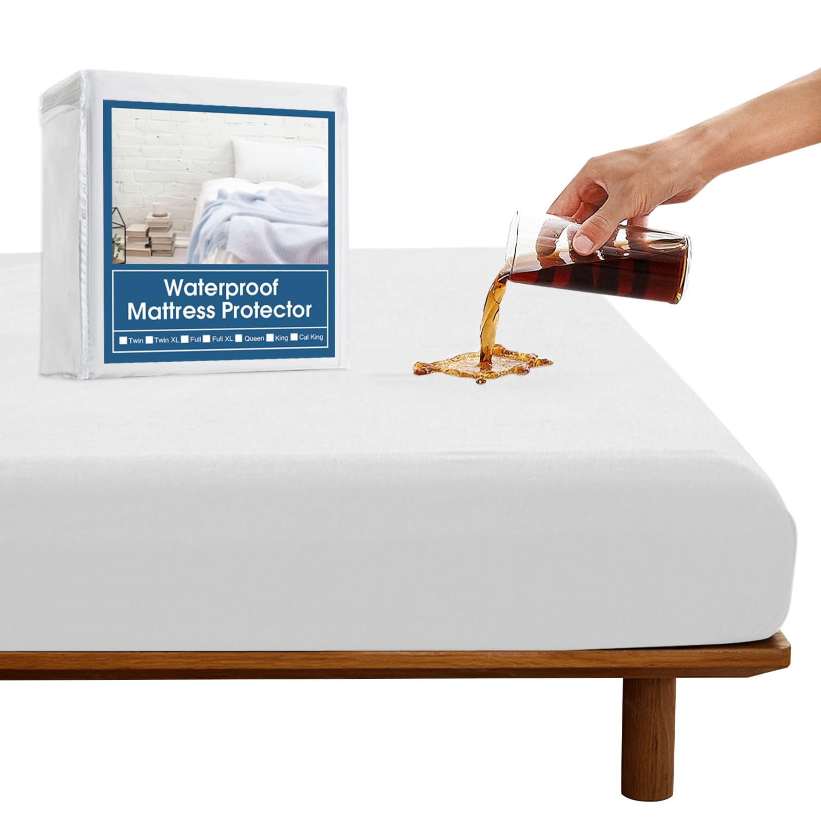 Full Mattress Pad Waterproof, Ultra-Thin Quiet Cover, 100% TPU Layer ...