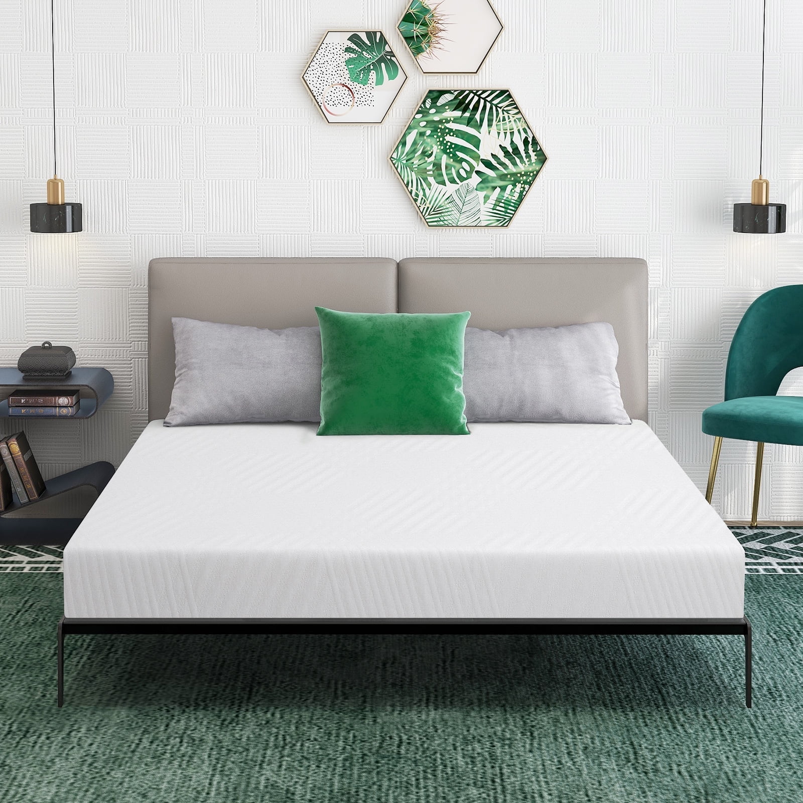 6-Inch Full Memory Foam Mattress with Bamboo Cover, Green Tea Gel ...