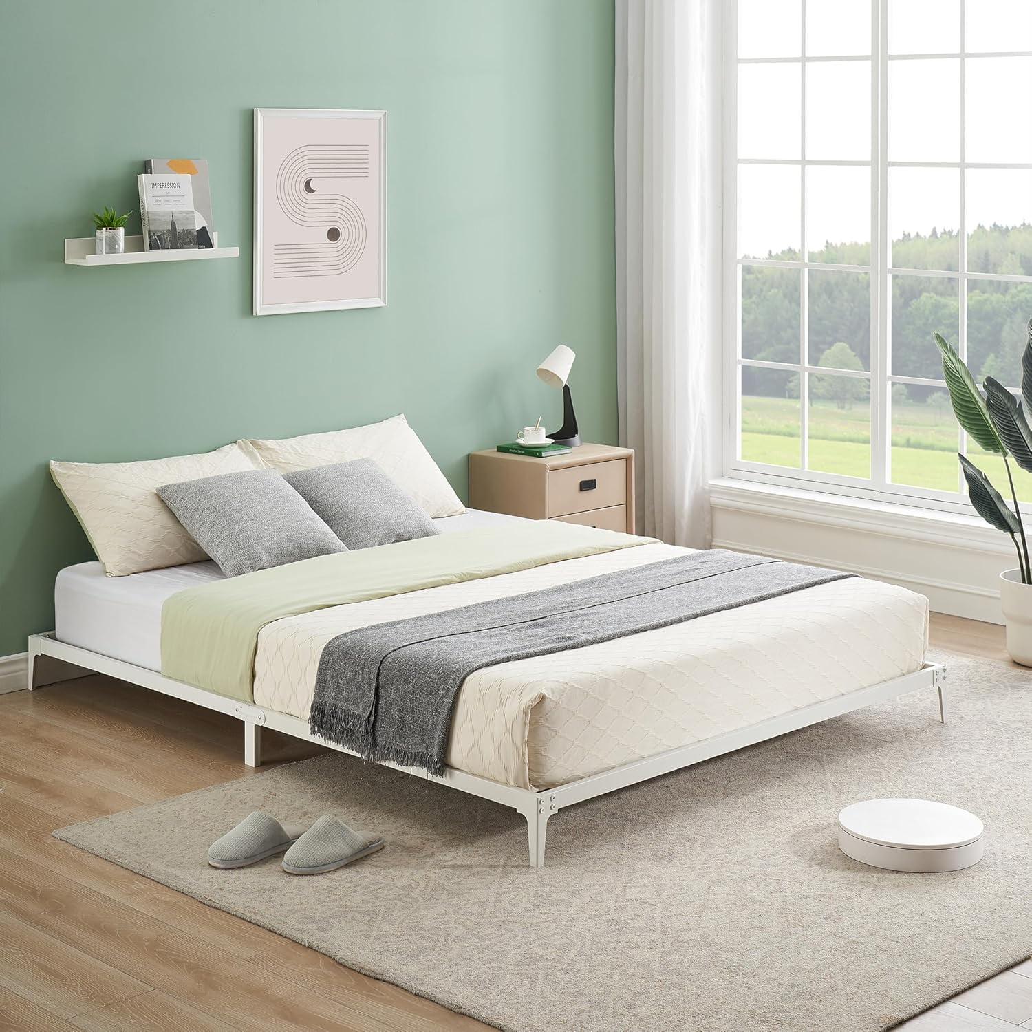 Full Metal Bed Frame, 6 Inch Low Full Size Platform Bed Frames, Heavy ...
