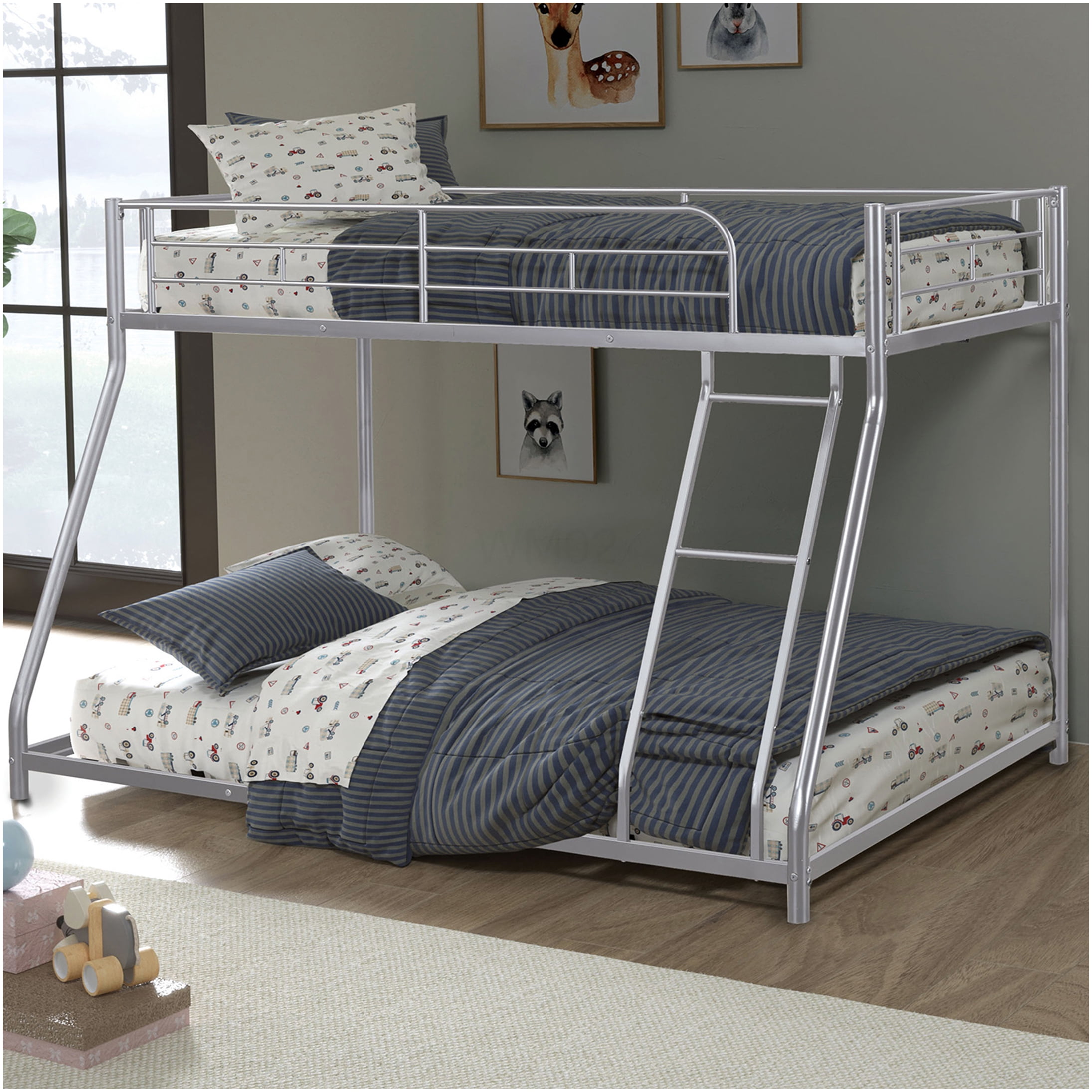Full Metal Bunk Bed, Twin Over Full, Space Saving Design with Angled ...