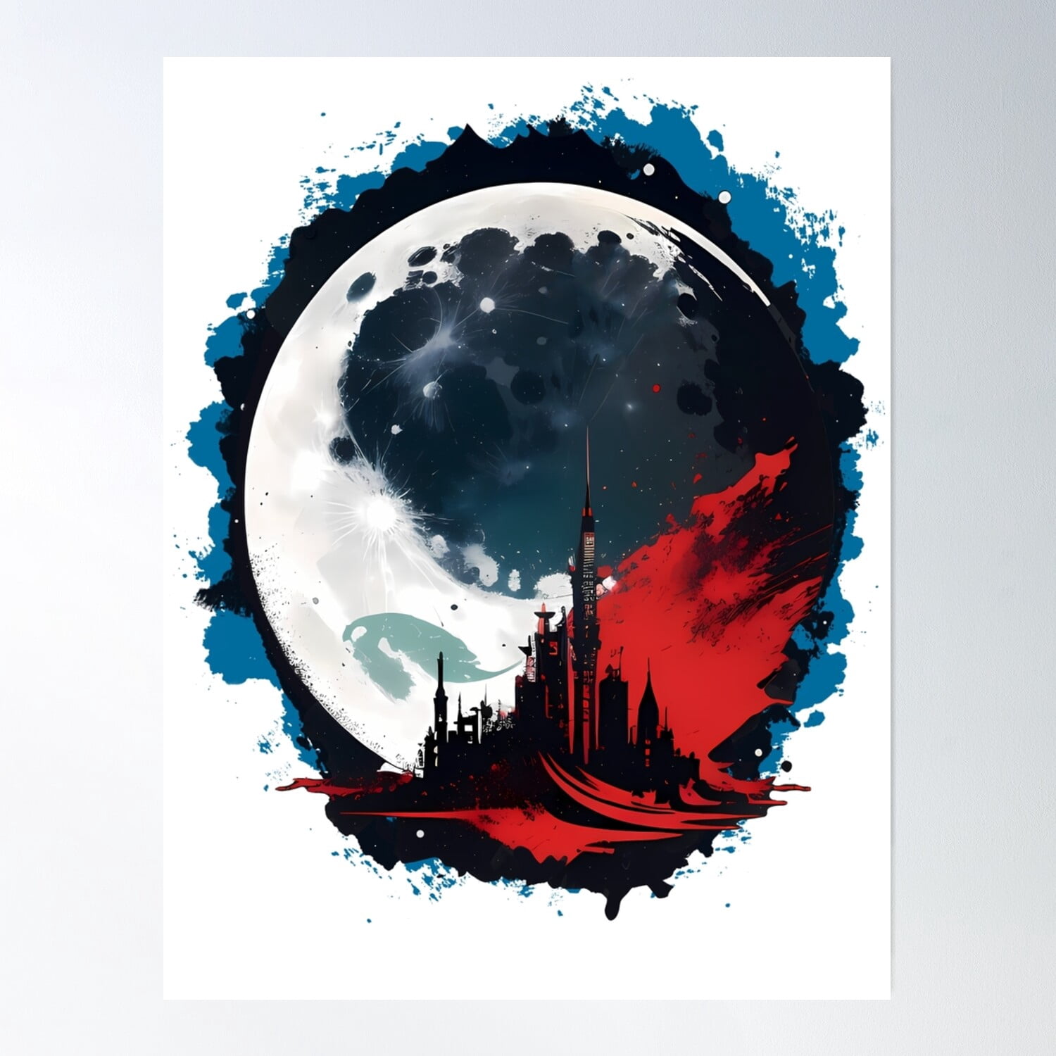 Full Moon 03 Poster Wall Art, Modern Wall Decor, 24x36 UNFRAMED ...
