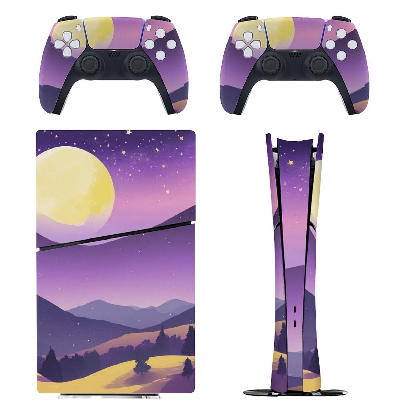 Full Moon And Stars Console Skin Bundle for PS5 Pro Slim Disc & Digital ...