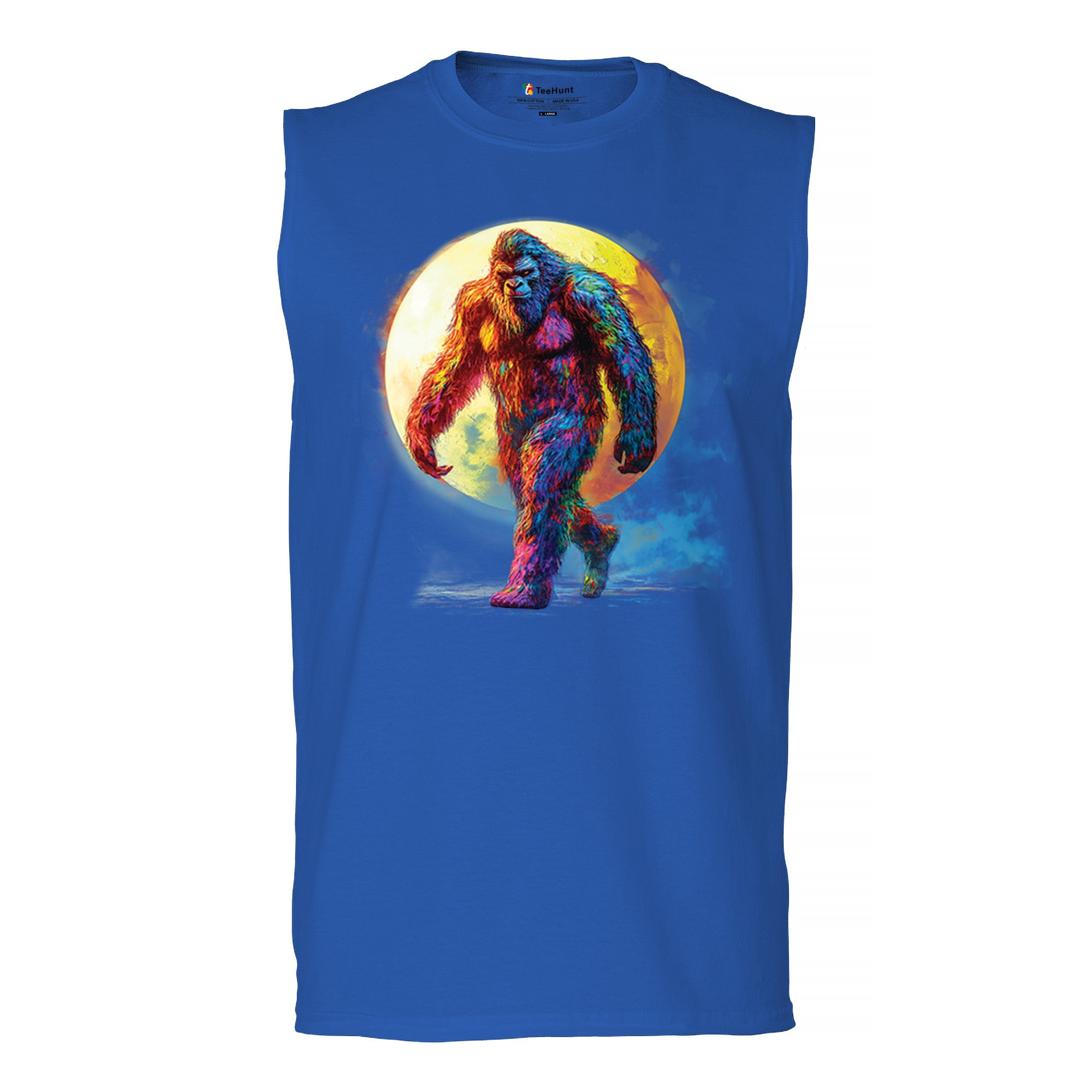 Full Moon Bigfoot Men's Muscle Shirt Hiking Sasquatch Hide and Seek ...