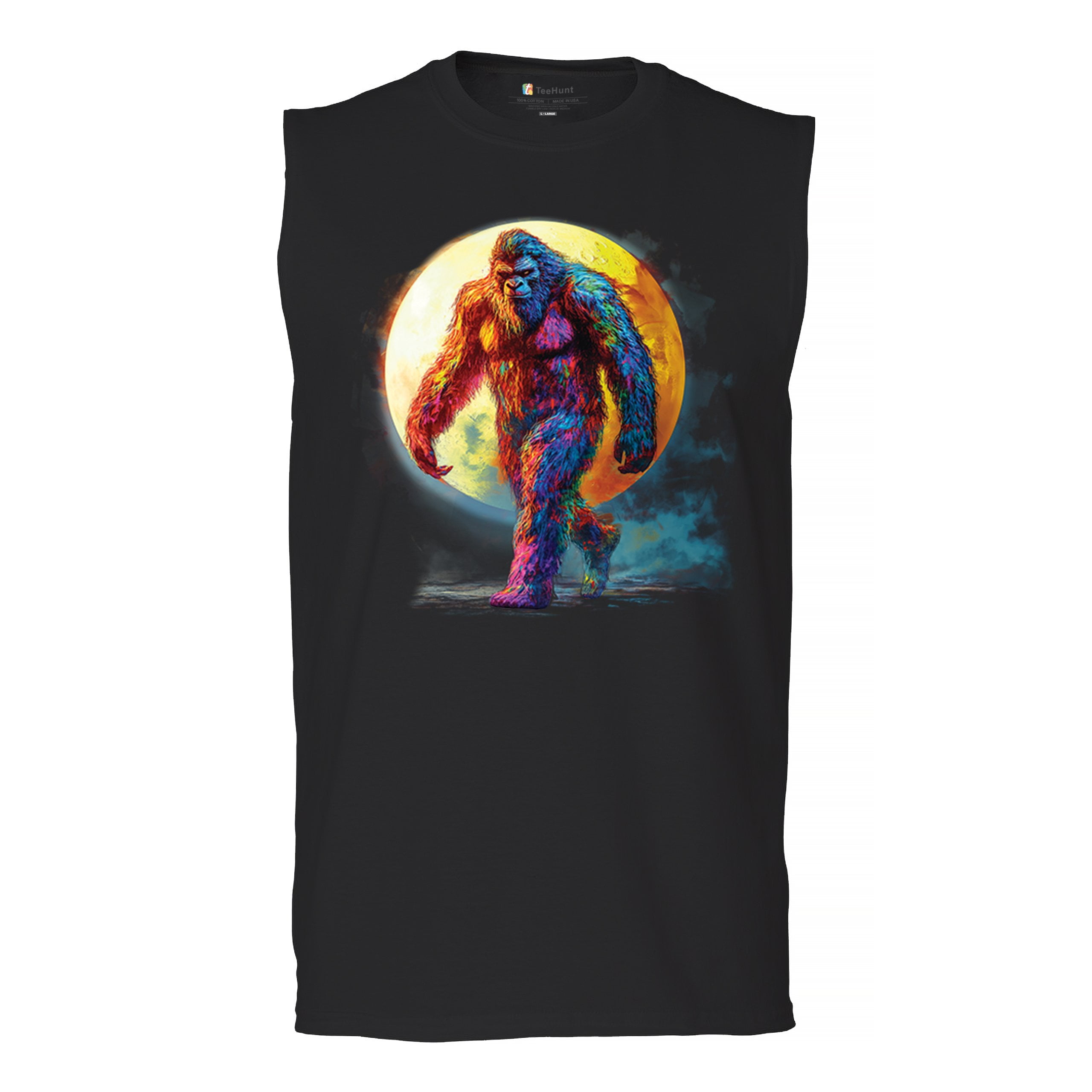 Full Moon Bigfoot Men's Muscle Shirt Hiking Sasquatch Hide and Seek ...