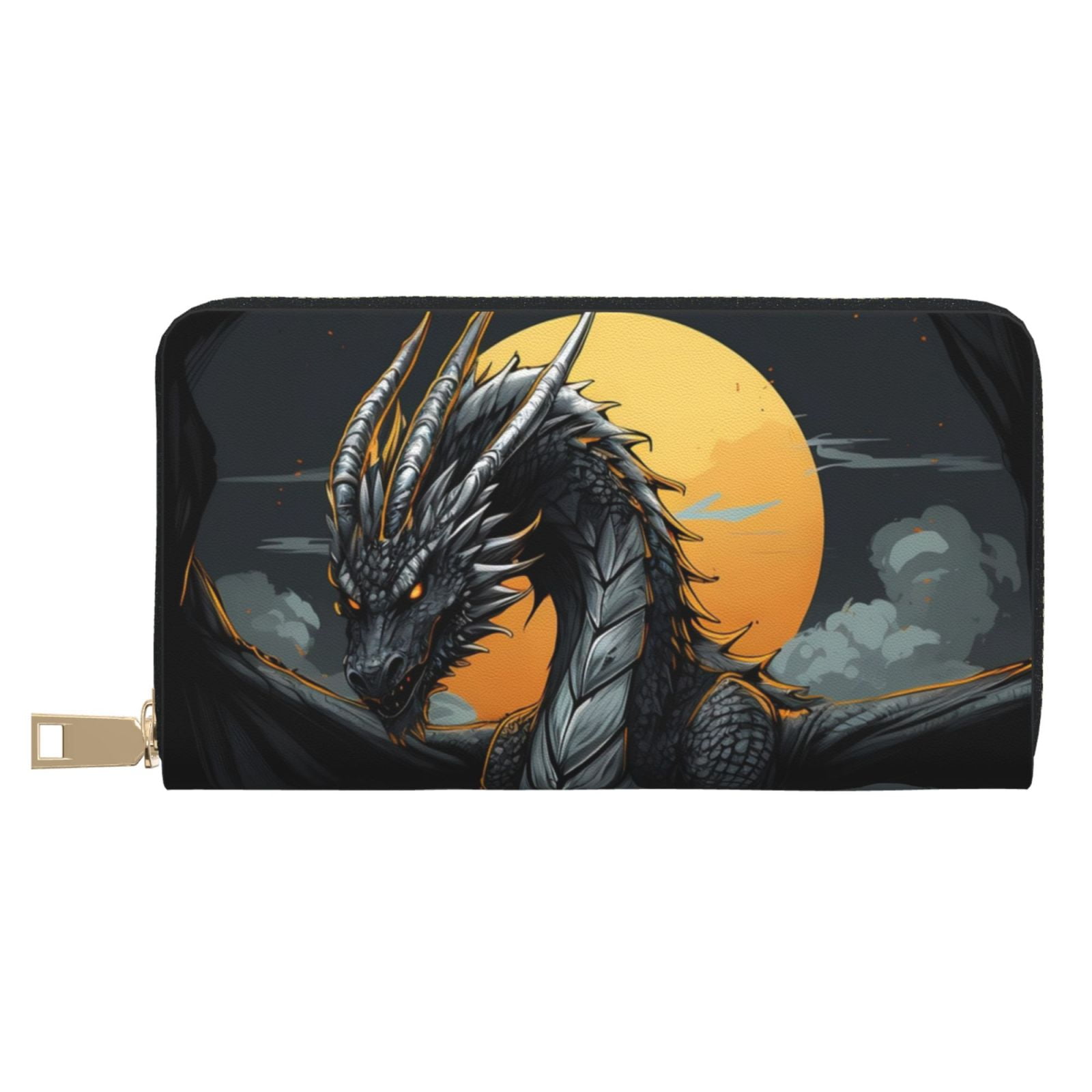 Full Moon Black Dragon Wallet Women, Leather Bifold Multi Card Wallet ...