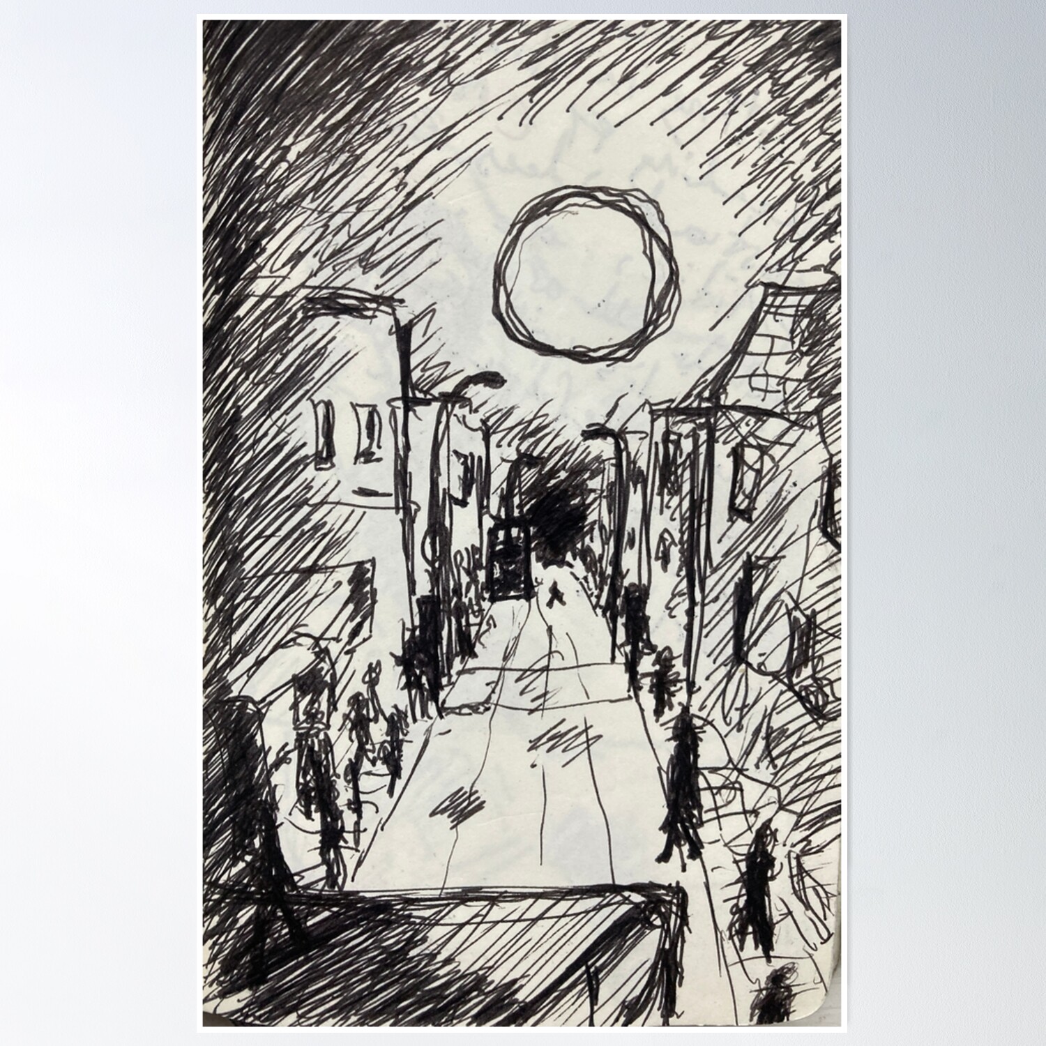 Full Moon Brighton Poster Wall Art, Modern Wall Decor, 12x18 UNFRAMED ...