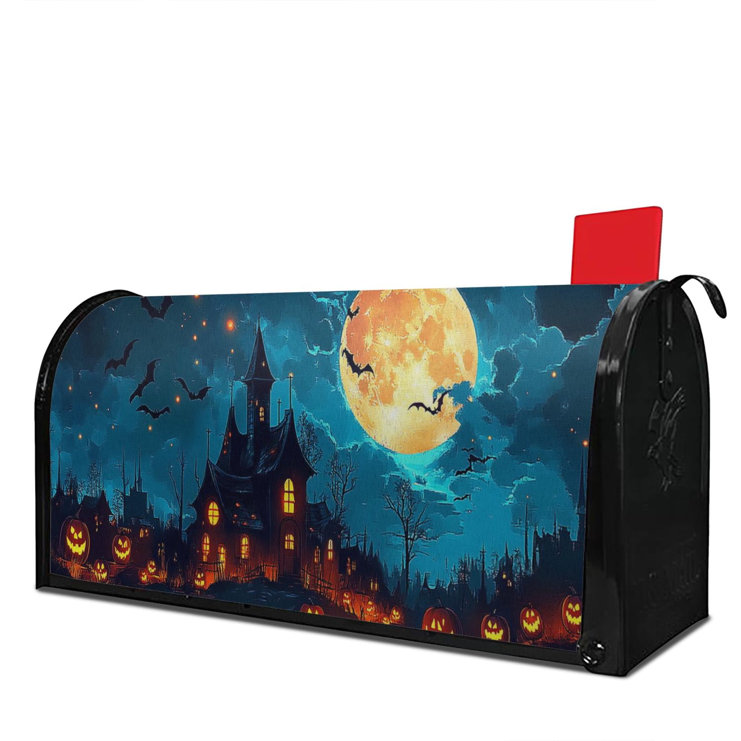 Full Moon Castle Pumpkin Bat Halloween Mailbox Cover,Magnetic 18x21 ...