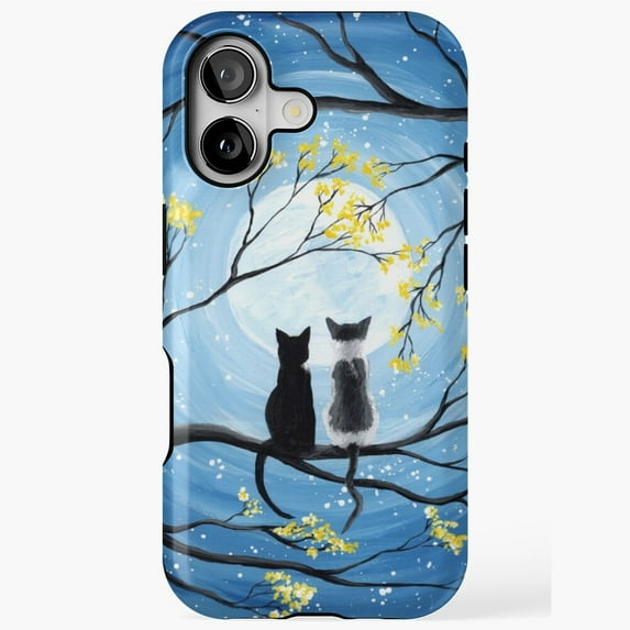 Full Moon Cats Mystical Night Sky Gothic Phone Case for iPhone 11 12 13 ...