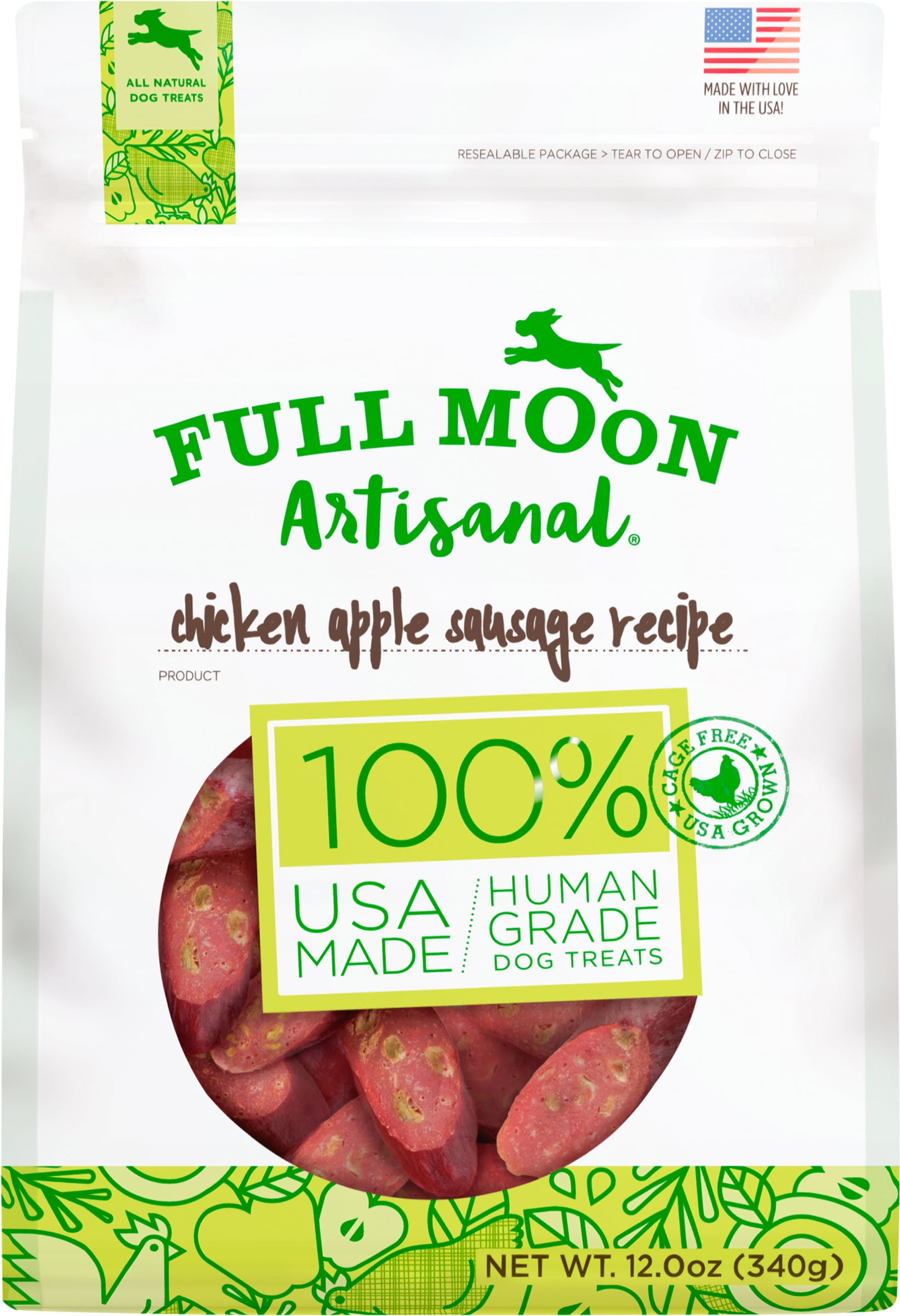 Full Moon Chicken Apple Sausage Dog Treats, 12 Ounces - Walmart.com