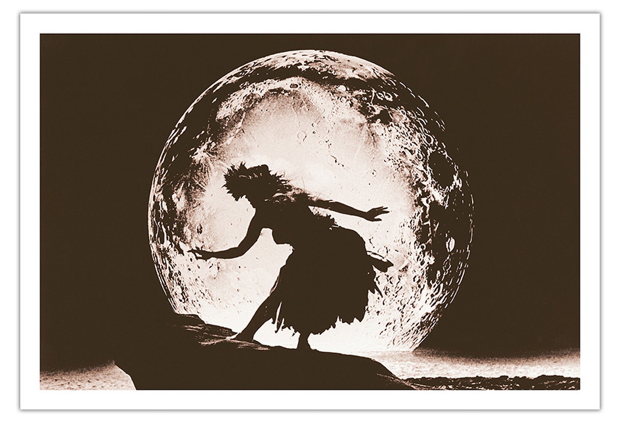 Full Moon Dancer - Hawaiian Hula Dancer Silhouette - Vintage Sepia ...