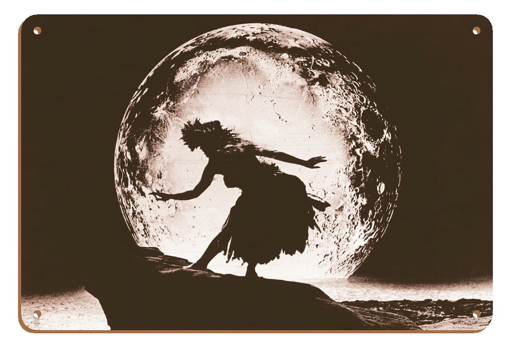 Full Moon Dancer - Hawaiian Hula Dancer Silhouette - Vintage Sepia ...