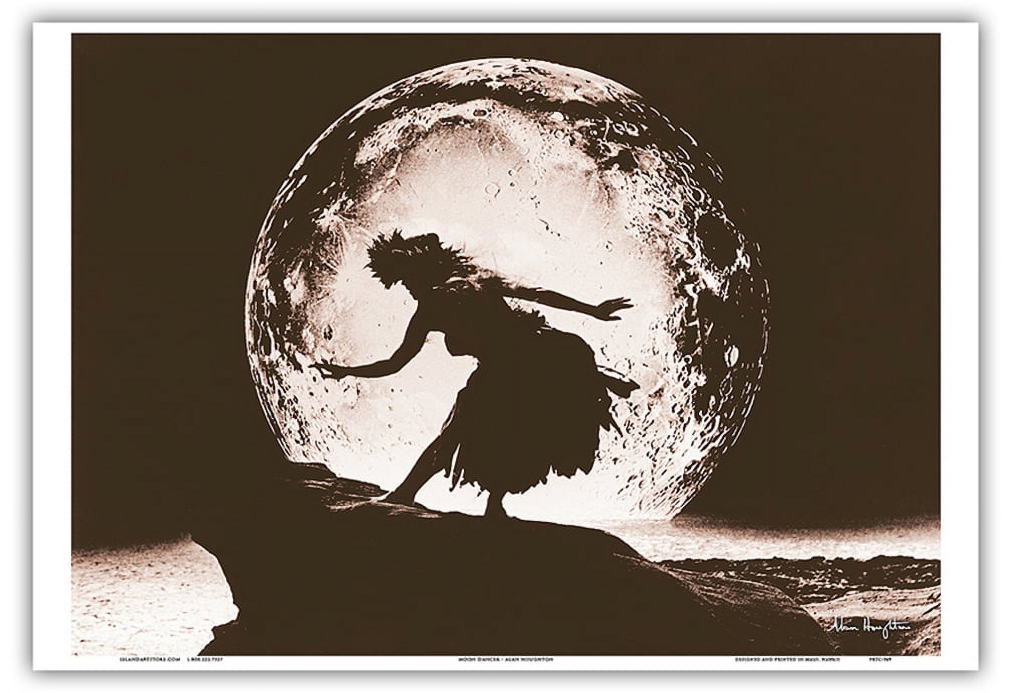 Full Moon Dancer - Hawaiian Hula Dancer Silhouette - Vintage Sepia ...