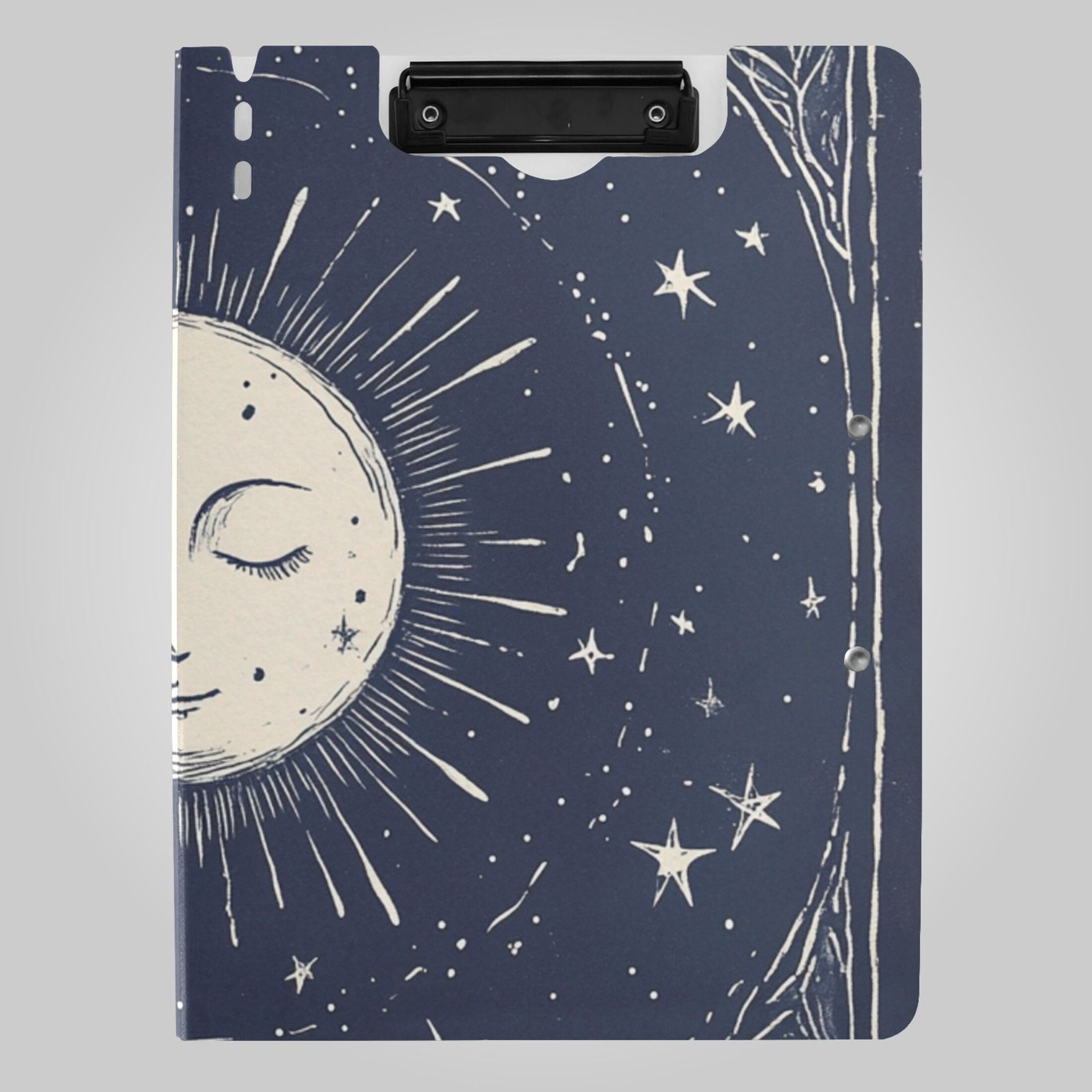 Full Moon Face Stars Foldable Binder Folder Clipboard with Pen Slot ...