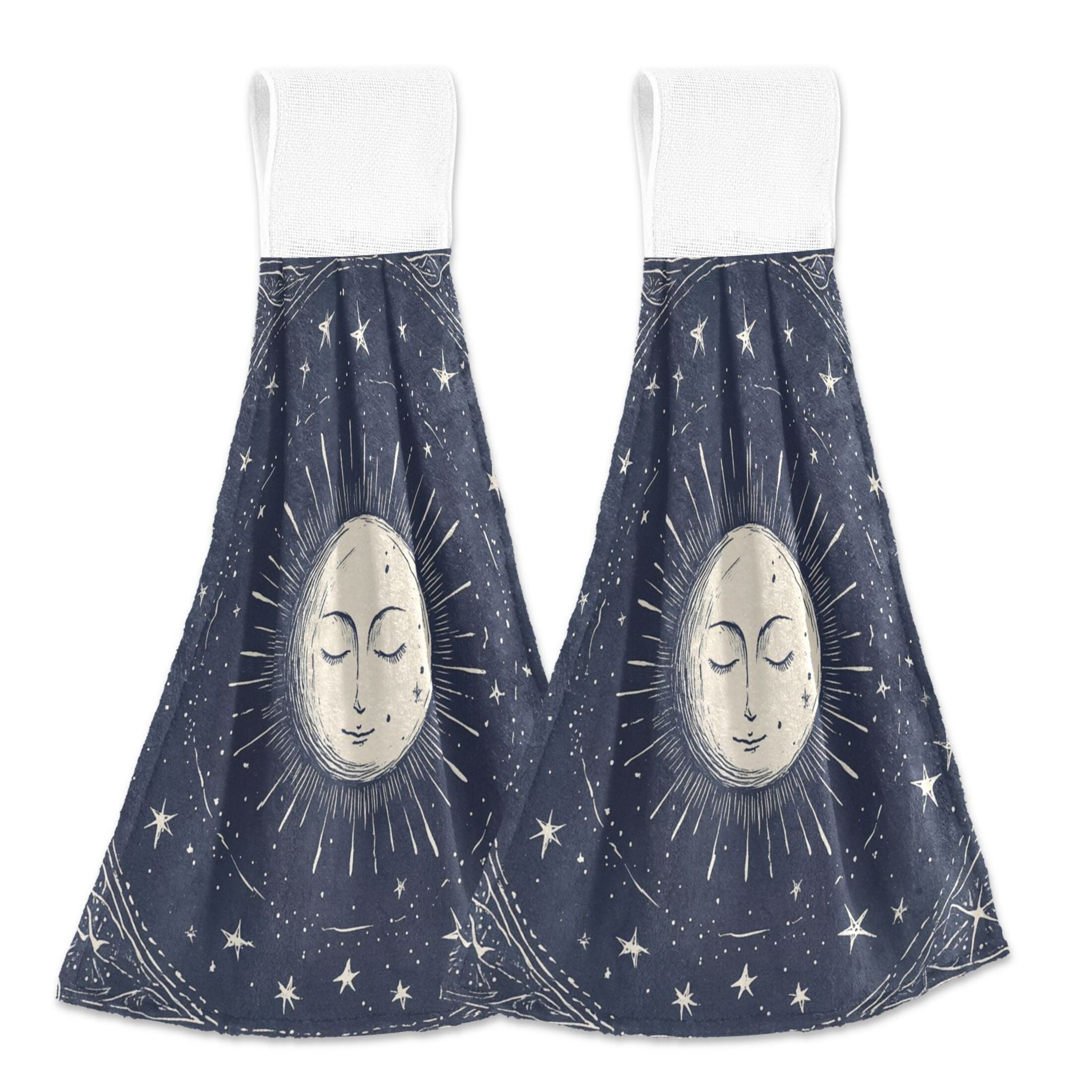 Full Moon Face Stars Hanging Towels with Loop Hand Towels Nylon ...