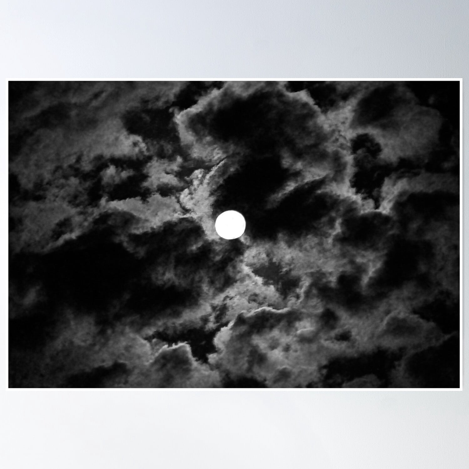 Full Moon In A Very Dark Sky Poster Wall Art, Modern Wall Decor, 8x12 ...