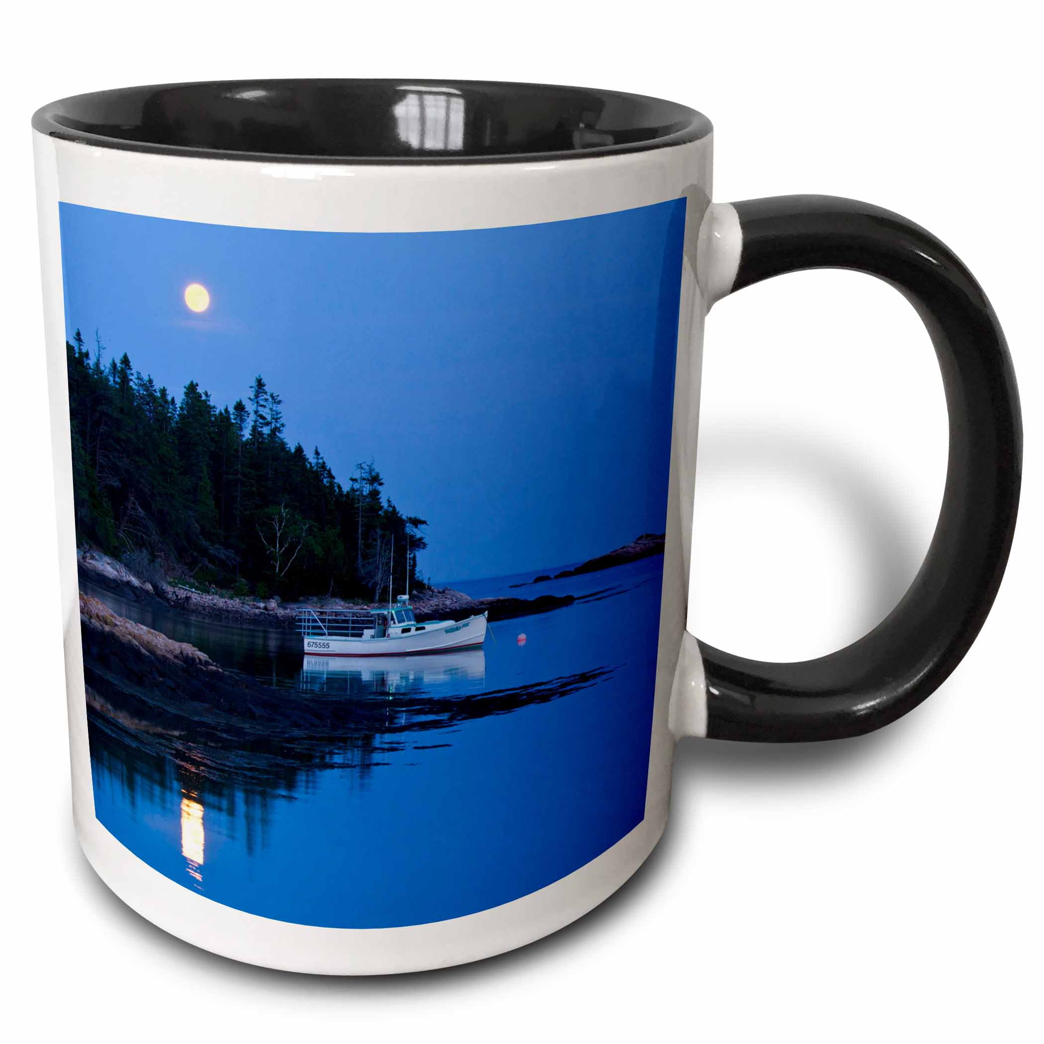 3drose, Full Moon, Lobster Boats, Bunker Harbor, Maine - Us20 Cha0025 ...