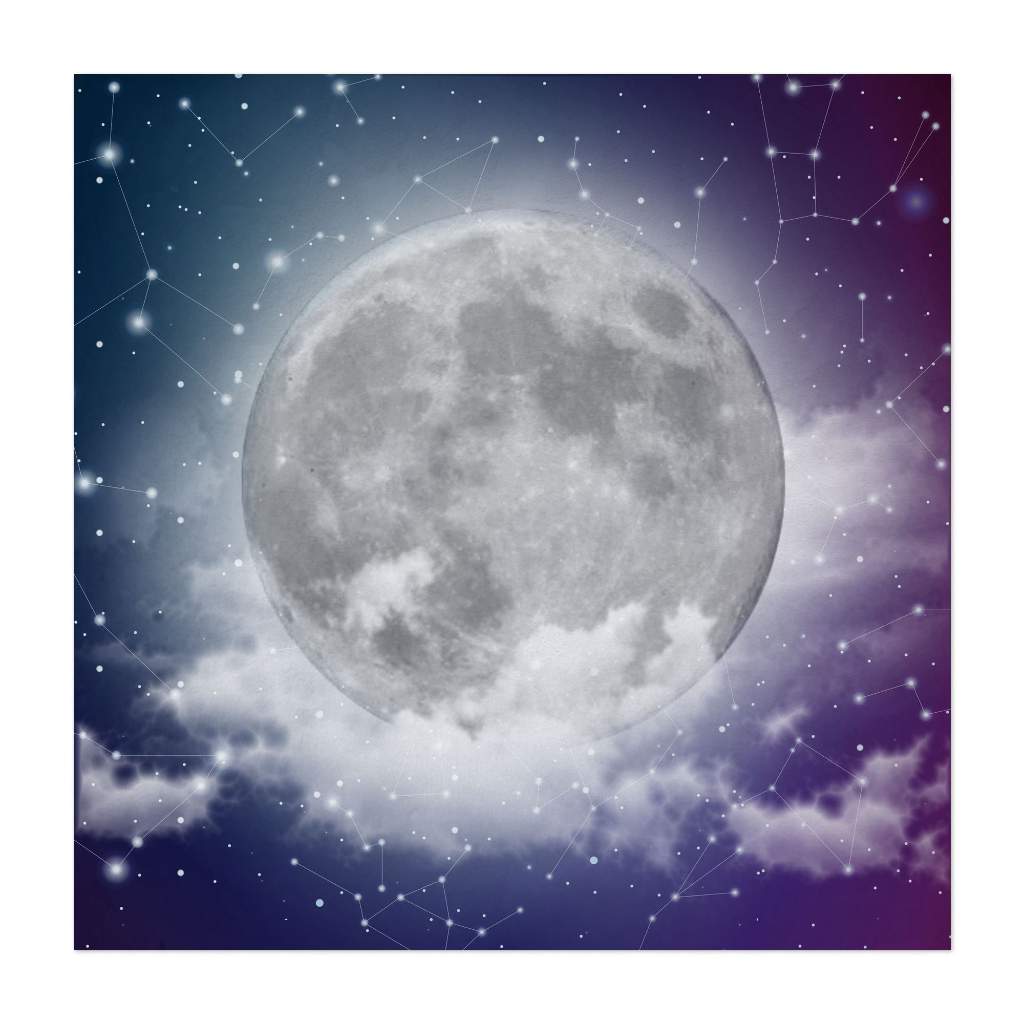Full Moon - Mixed Media Moon Night Sky Stars Cosmic Space Astronomy ...