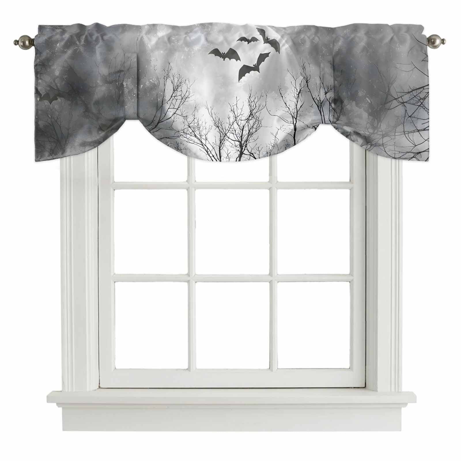 Full Moon Night Tie Up Valance Curtains for Windows, Kitchen Curtains ...