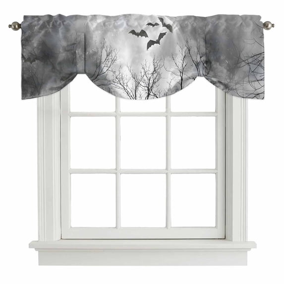 Full Moon Night Tie Up Valance Curtains for Windows, Kitchen Curtains ...
