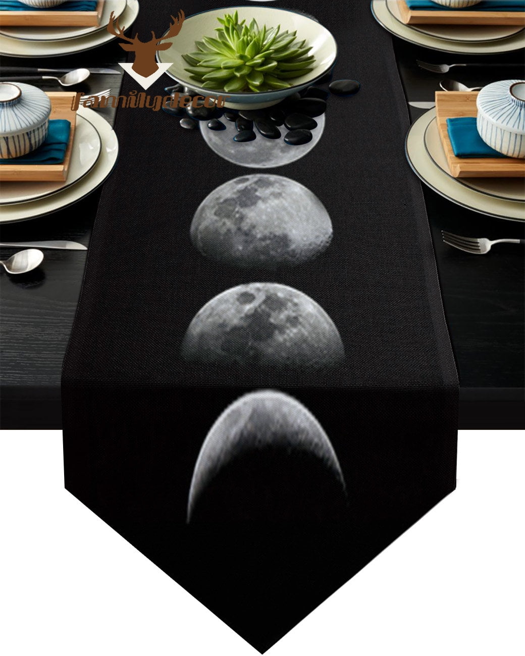 Full Moon Phase Black Modern Table Runner Country Wedding ration ...