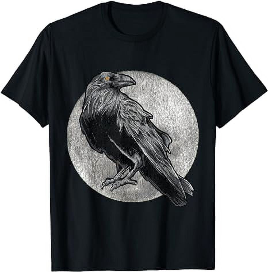 Full Moon Raven Bird Gift Scary Crow T-Shirt - Walmart.com