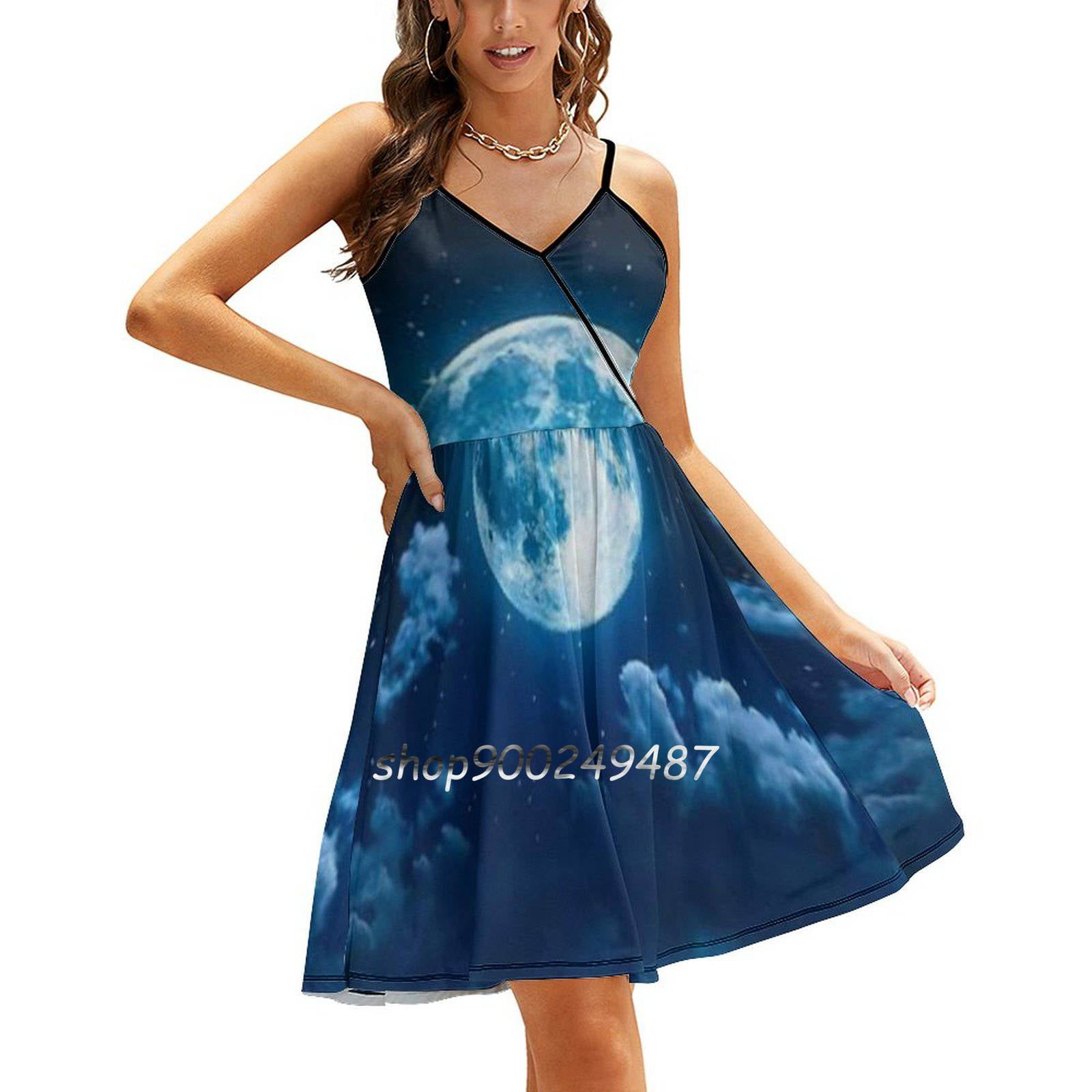 Full Moon Reflection Square Neck Dress New Plus Size Elegant Women ...