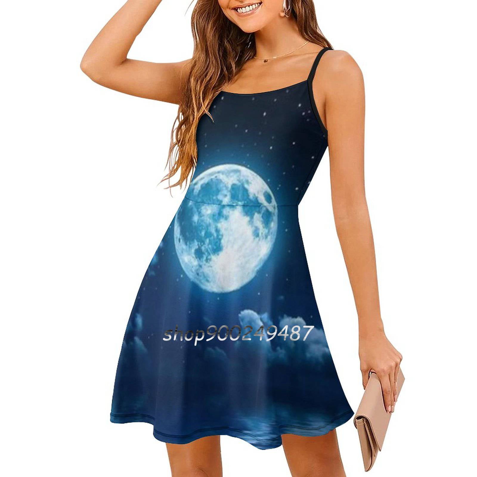 Full Moon Reflection Square Neck Dress New Plus Size Elegant Women ...
