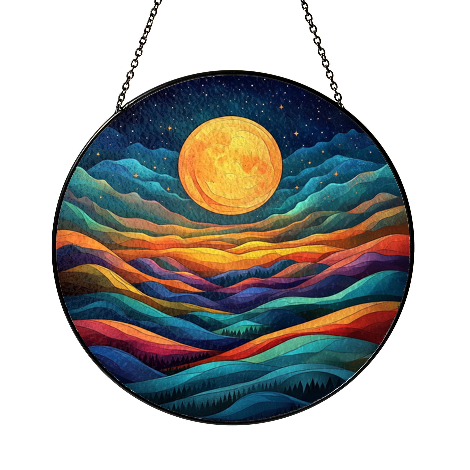 Full Moon Stained Glass Style Suncatcher – Decorative Window Hanging ...