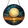 Full Moon Stained Glass Suncatcher, Window Hanging Decor Featuring ...