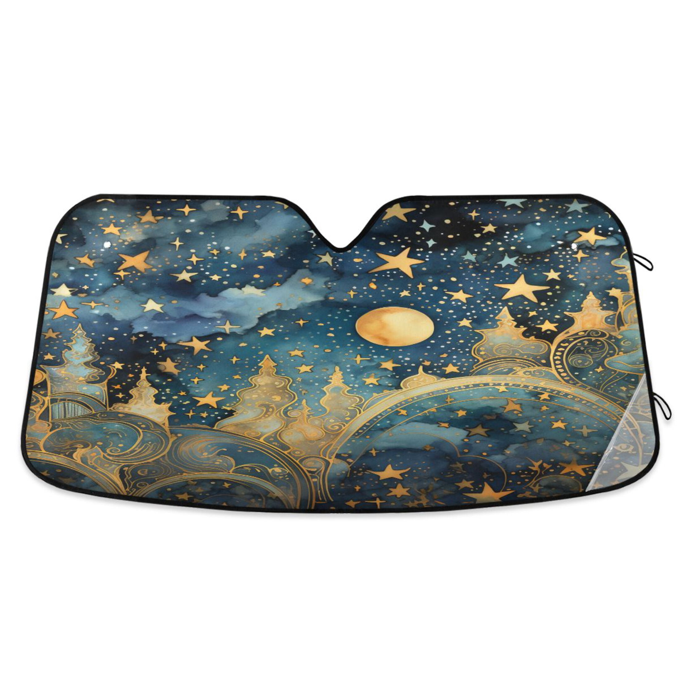 Full Moon Star Cloud Car Windshield Sun Shade Foldable Car Front Window ...