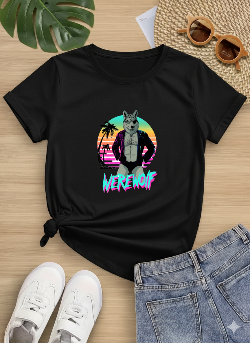 Full Moon Werewolf Transformation Horror Retro Art Unisex T-Shirt up to ...