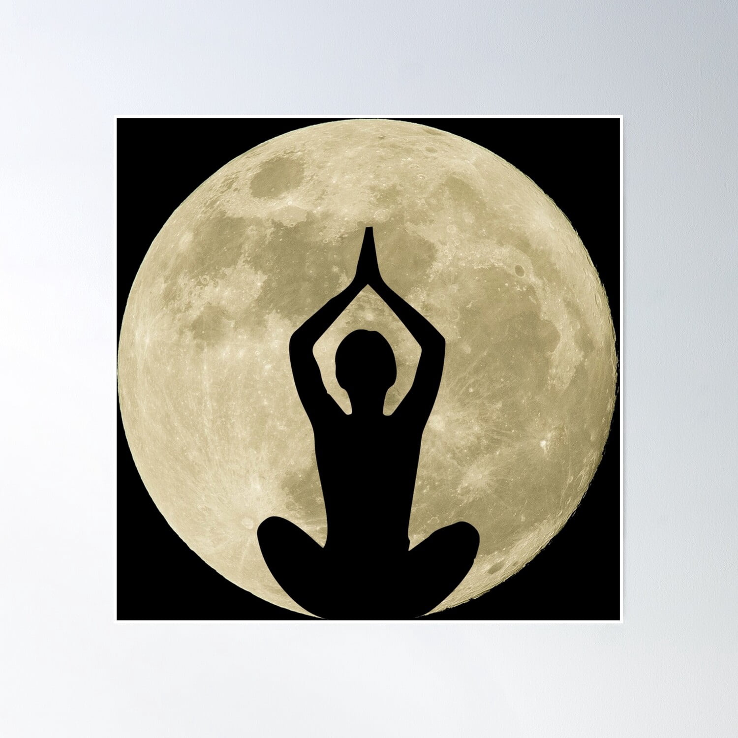 Full Moon Yoga Mountain Pose Parvatasana Poster Wall Art, Modern Wall ...
