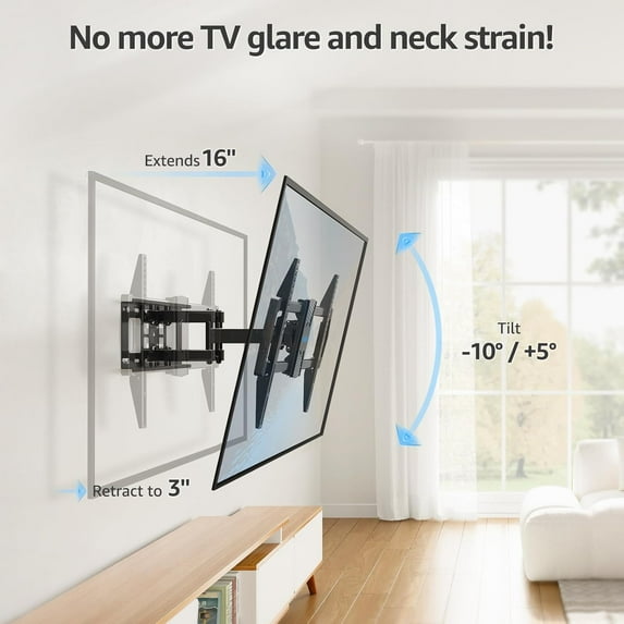 Full Motion TV Wall Mount for Most 42-82 inch TVs, Wall Mount Bracket ...