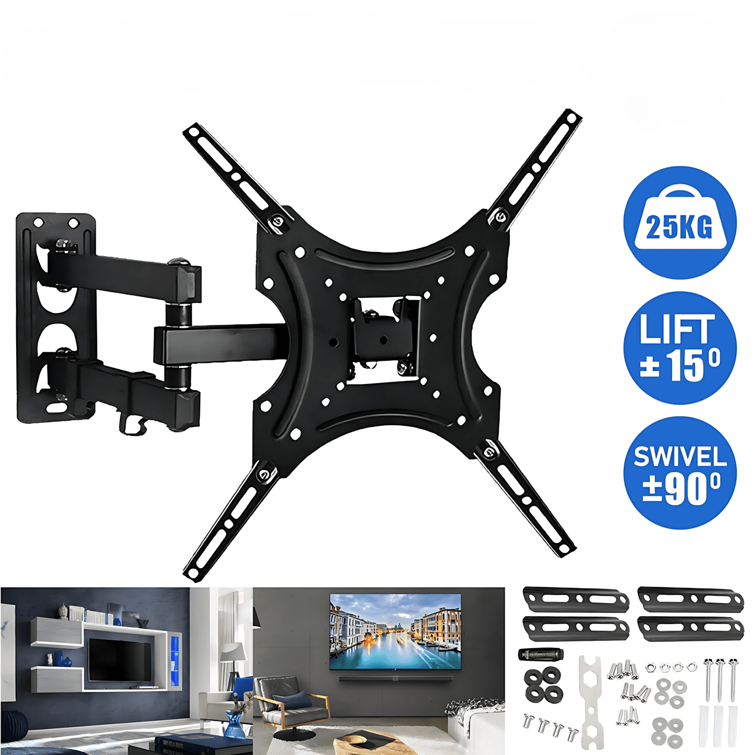 Full Motion TV Wall Mount Bracket for 17-55 Inch Television Full Motion ...