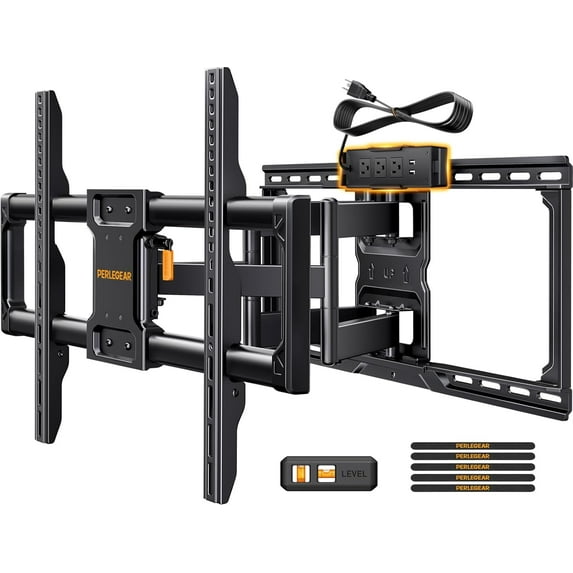 Full Motion TV Wall Mount with Power Strip for 42–90 Inch TVs up to 150 ...