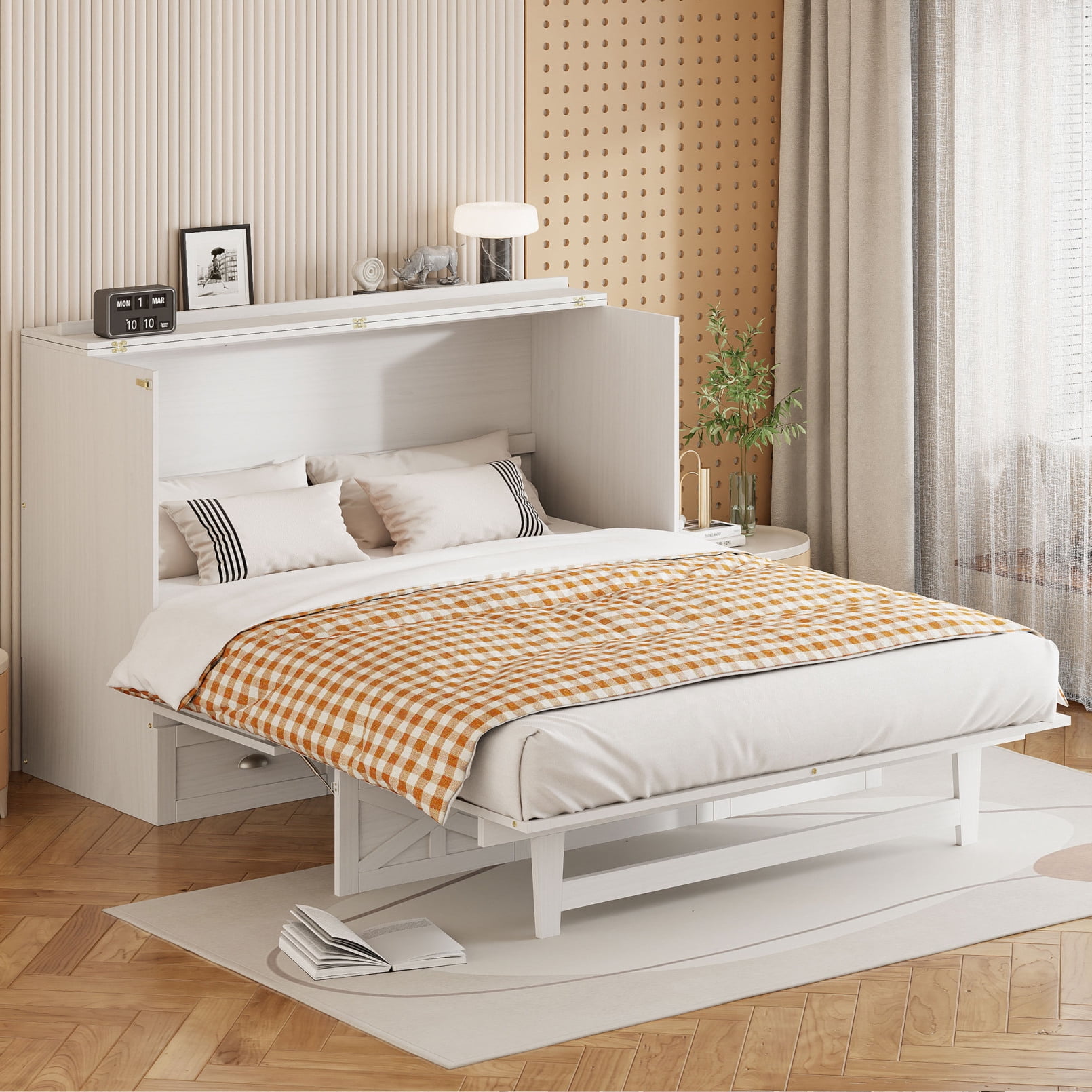Full Murphy Bed Chest, Murphy Bed with Two Usb Ports and Two Three ...