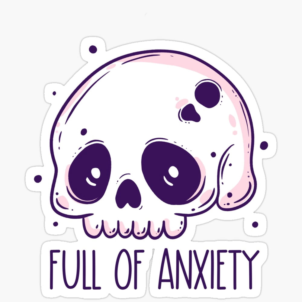 Full Of Anxiety Skull Sticker Phone Decal Water Bottle Stickers Car ...
