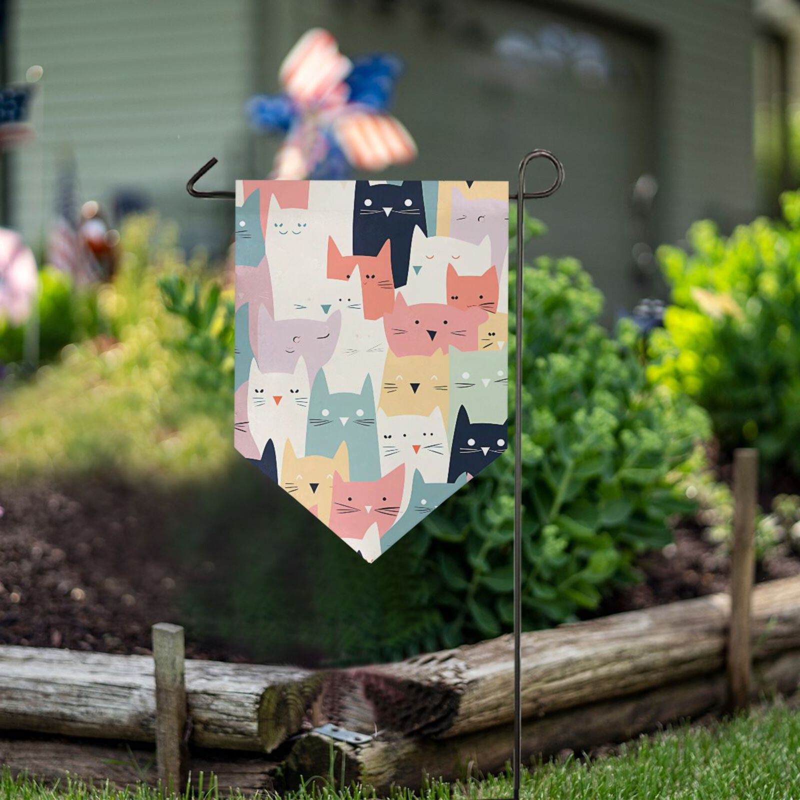 Full Of Cats Garden Flag 18" x 12.5" Double Sided Yard Lawn Outdoor ...
