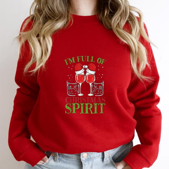 Full Of Christmas Spirit Funny Holiday Party Food and Drink Graphic ...