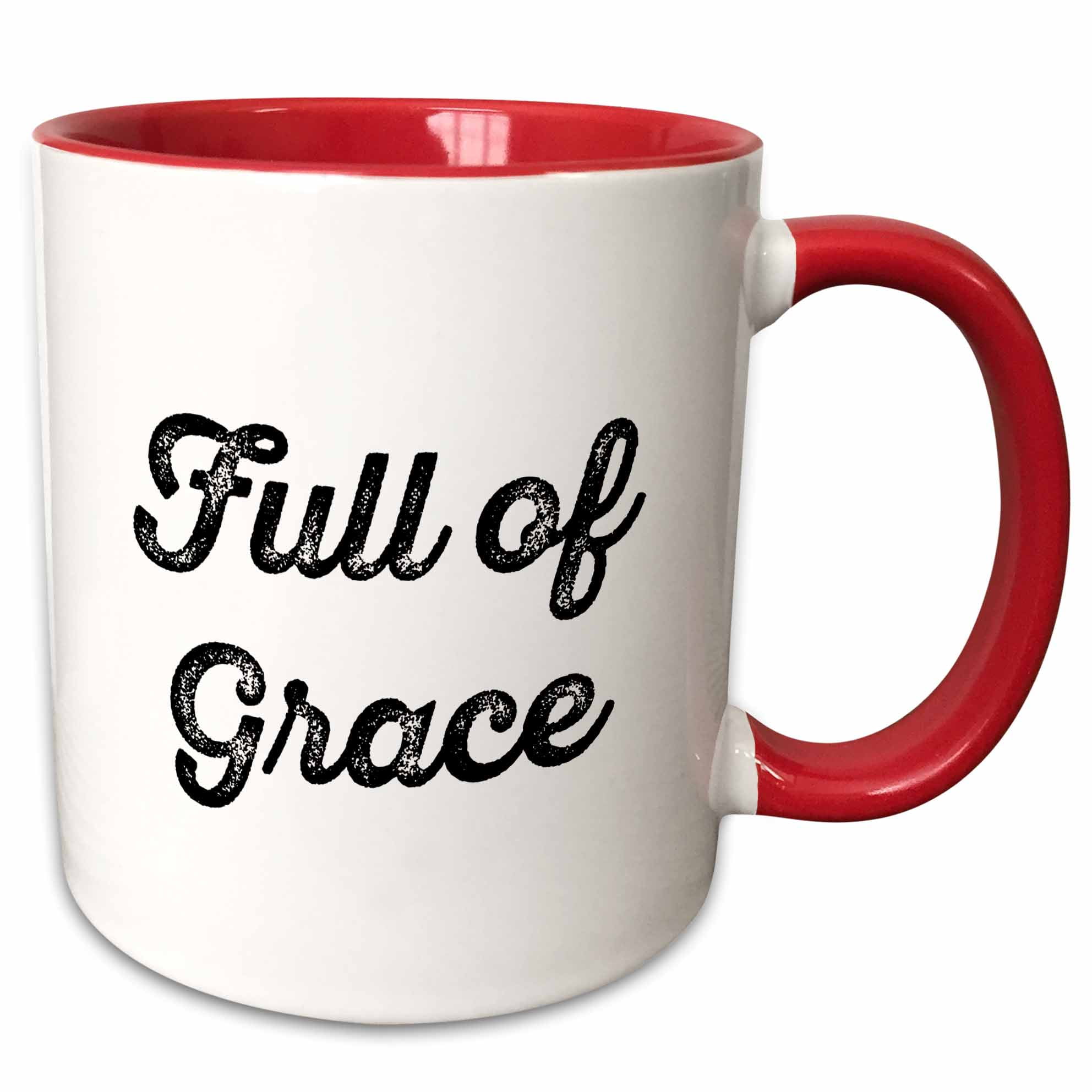 3drose, Full of Grace Written in Black Distressed Cursive on White ...